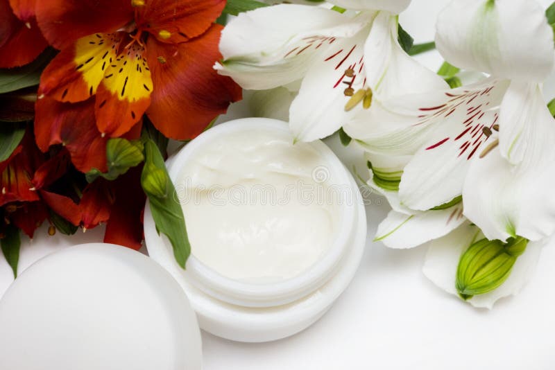 Cream with flowers stock photo. Image of bodycare, hygiene - 10140902
