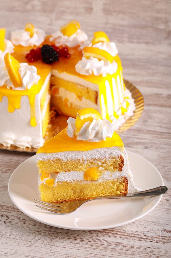 Cream and Fruit Layered Torte Stock Photo - Image of food, dessert ...