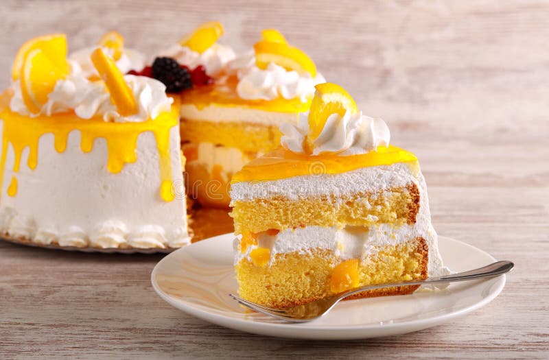 Cream and Fruit Layered Torte Stock Photo - Image of treat, slice ...
