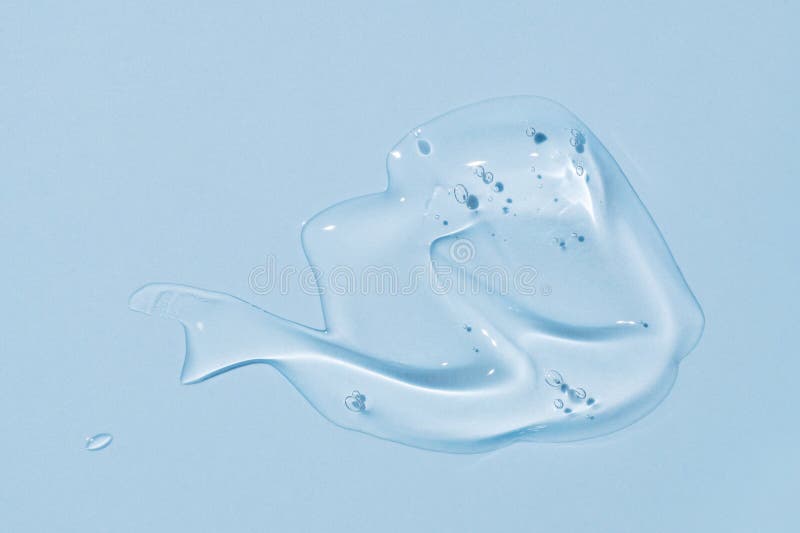 Cream Gel Blue Transparent Cosmetic Sample Texture with Bubbles on Blue ...