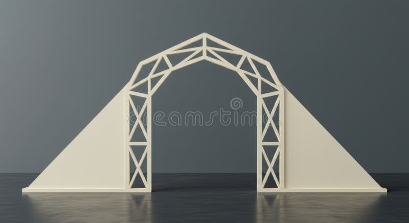Cream Geometric Arch Structure 3D Render Stock Illustration ...