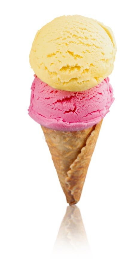 Two Different Flavor Ice Cream Scoops With Cone On Stock Photo - Image ... Two Different Flavor Ice Cream Scoops With Cone On Stock Photo - Image ...