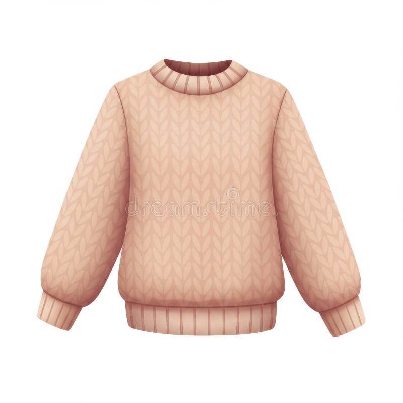 Cream Knit Sweater with Cable Knit Pattern Stock Illustration ...