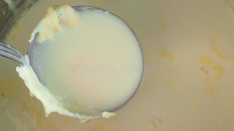 The Cream Layer Formed on the Cooked Milk Stock Video - Video of white ...