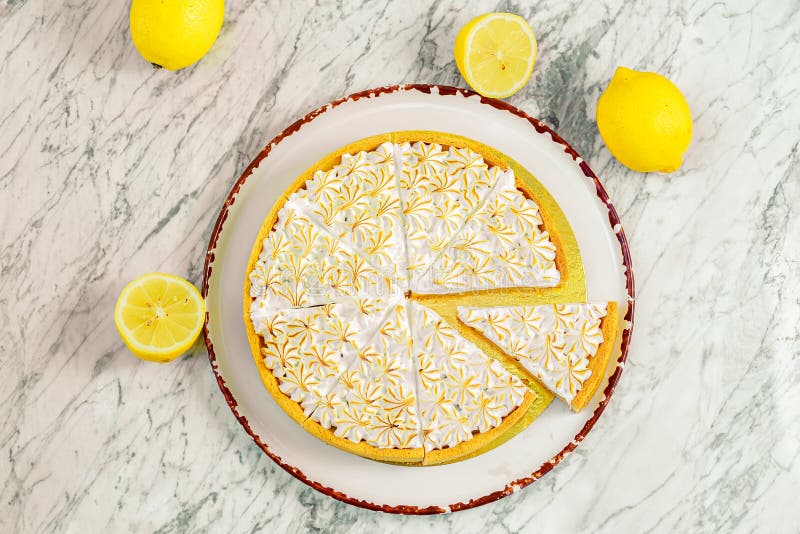 Cream Lemon Cake on a Marble Table Stock Photo - Image of mint, pastry ...