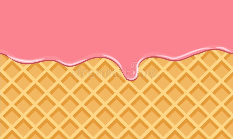 Cream Melted On Chocolate Wafer Background Flat Color Style Stock