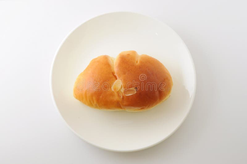 Cream Pan Bread on Plate on White Background Stock Photo - Image of ...