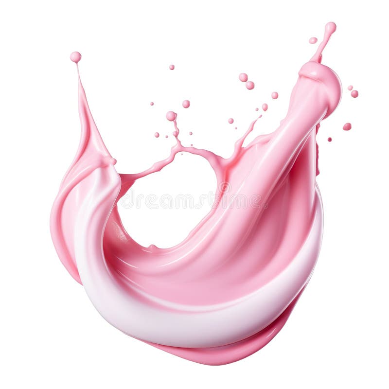 Cream and Pink Strawberry Cream Splash on Wite Background. Generative ...