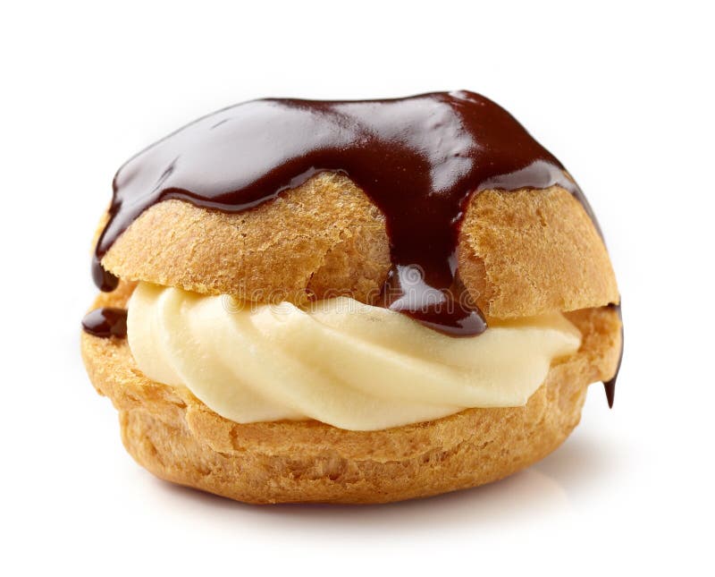 Cream Puff Covered with Melted Chocolate Stock Image - Image of bake ...