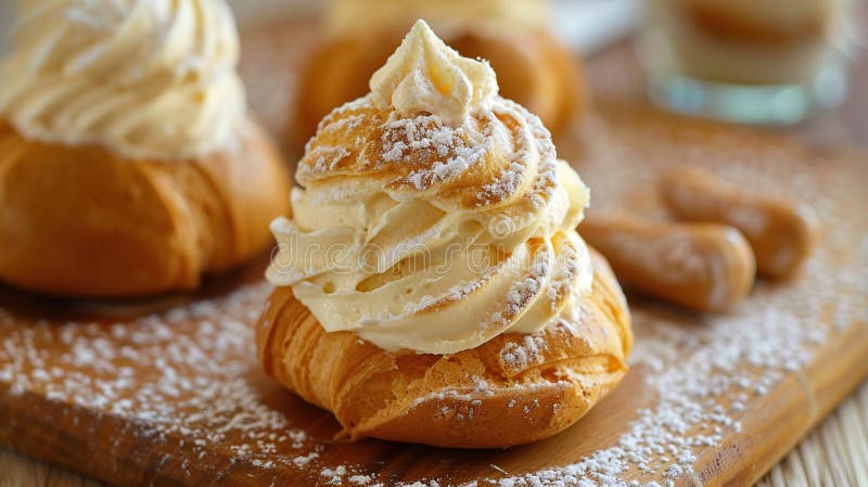 Cream Puff, Pastry Filled with Cream Custard. Generative Ai Stock ...