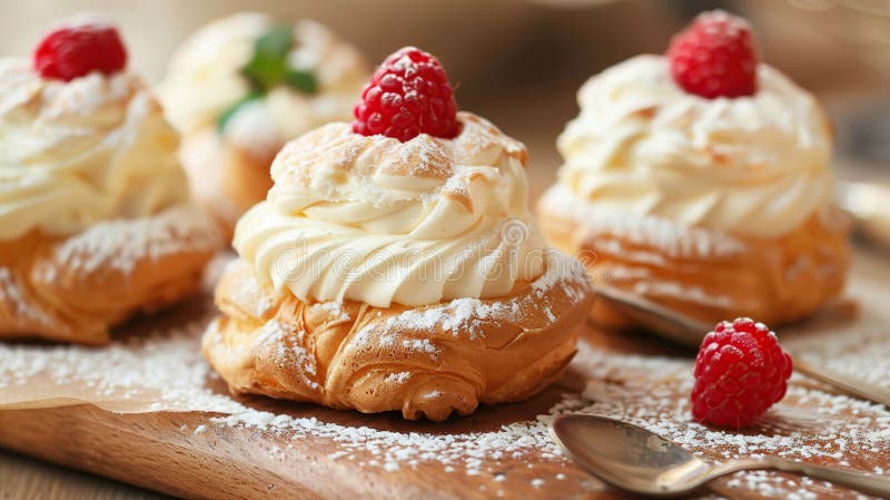 Cream Puff, Pastry Filled with Cream Custard. Generative Ai Stock ...