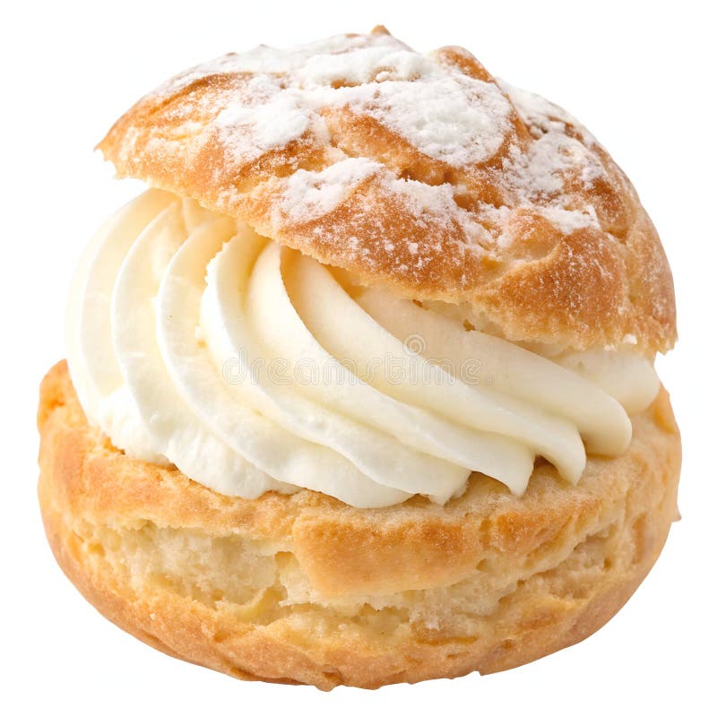 Cream Puff Pastry Filled with Whipped Cream Isolated on Transparent ...