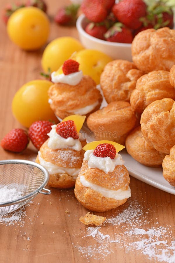 Cream puffs filled stock photo. Image of pastry, closeup - 74656168