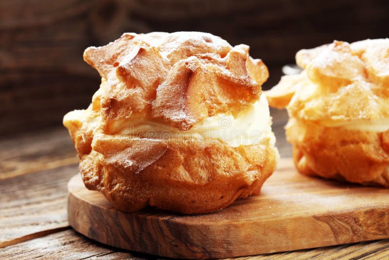Cream Puffs. Homemade Pastry Cream Puff. Stock Photo - Image of french ...