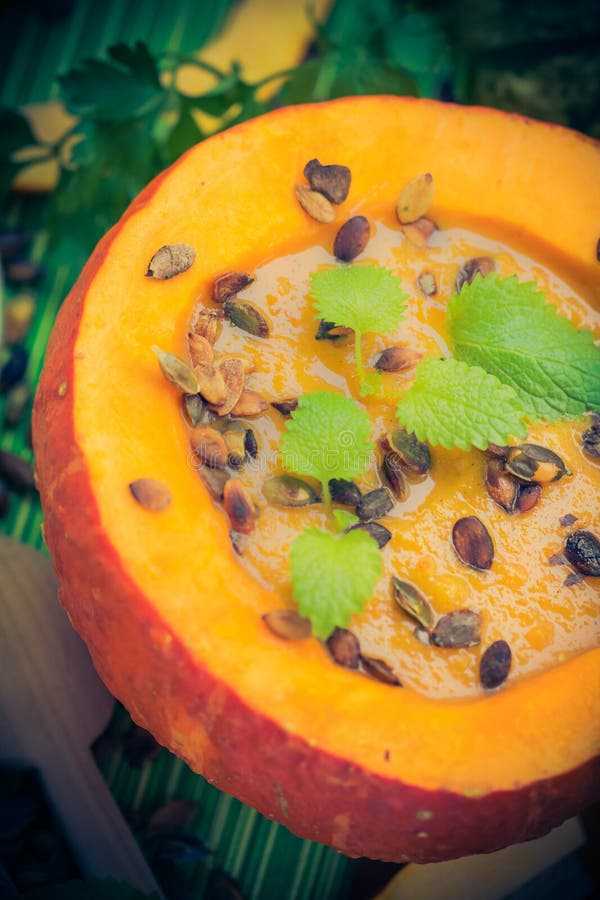 Cream Pumpkin Pulp Soup Served Dish Pumpkin Stock Image - Image of diet ...