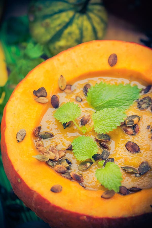Cream Pumpkin Pulp Soup Served Dish Pumpkin Stock Photo - Image of ...