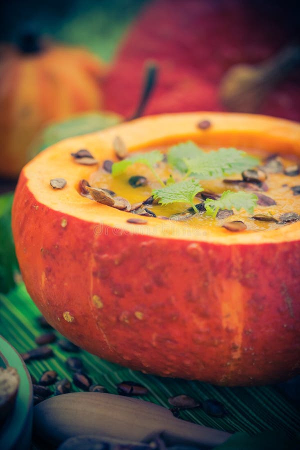 Cream Pumpkin Pulp Soup Served Dish Pumpkin Stock Image - Image of ...