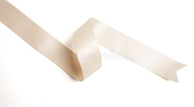 Cream Ribbon in Roll on White Stock Image - Image of decoration ...