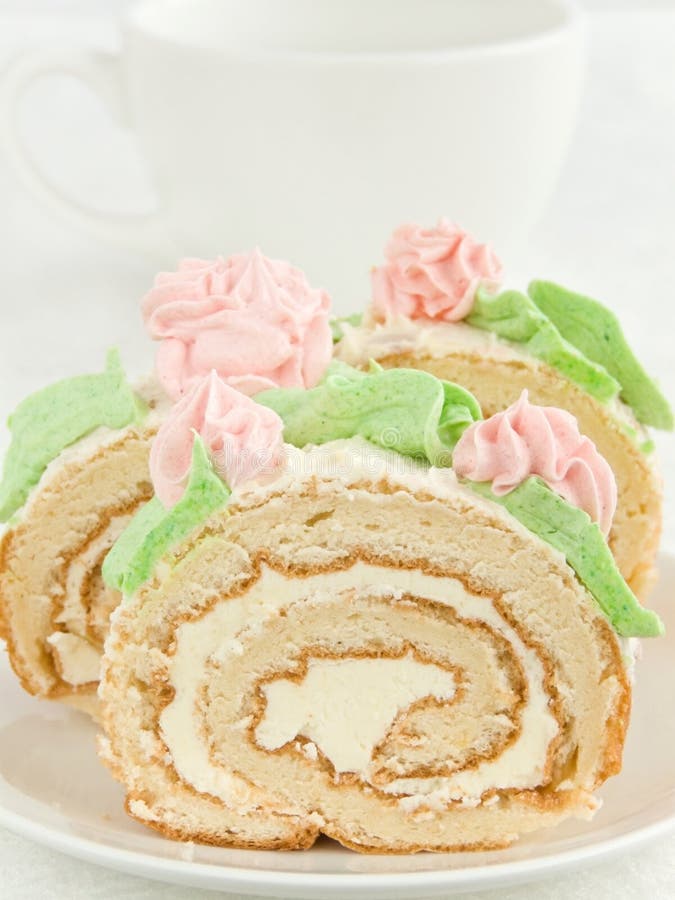 Cream roll stock photo. Image of breakfast, portion, cake - 13052286