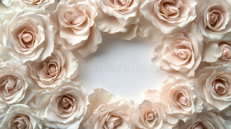 Cream Roses Frame on White Background Stock Illustration - Illustration ...