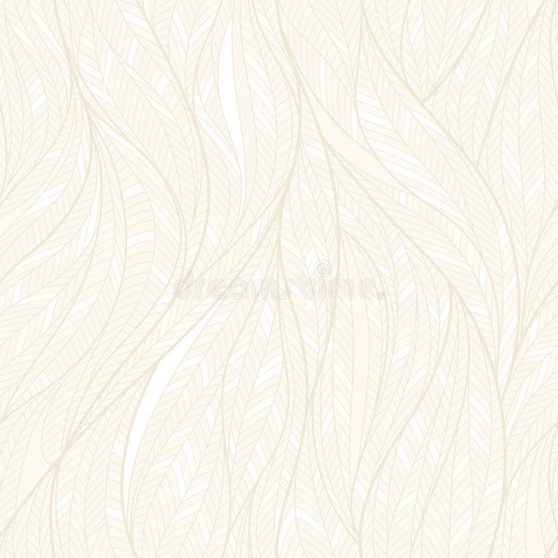 Cream Seamless Waves Leaves Pattern Stock Vector - Illustration of ...