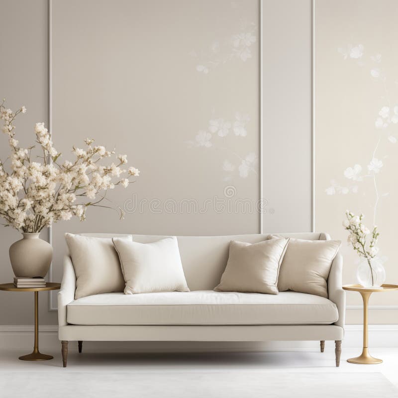 Cream Sofa in a Modern Style Room, Beautiful and Luxurious. Stock ...