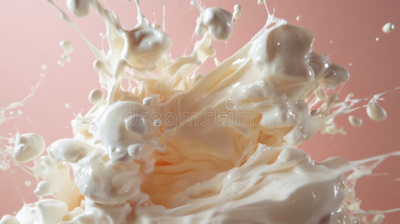 Cream Splash Against Pink Background Stock Illustration - Illustration ...
