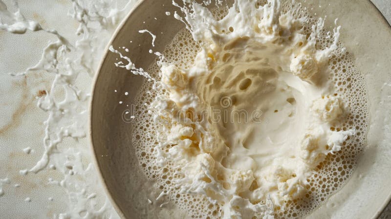 Cream Splash in a Bowl on White Background Stock Illustration ...