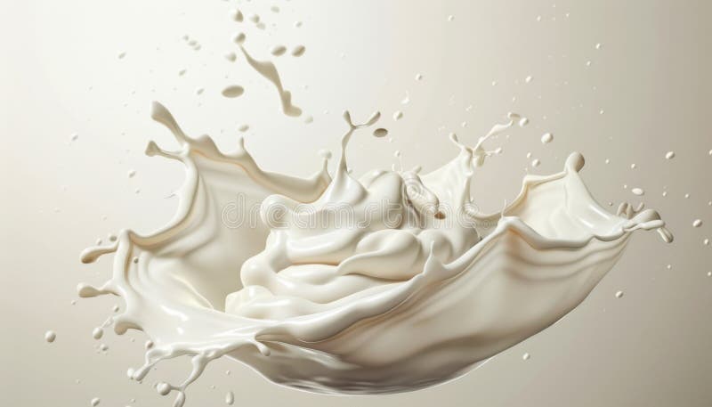 Cream Splash Captures Dynamic Motion Against a Neutral Background Stock ...