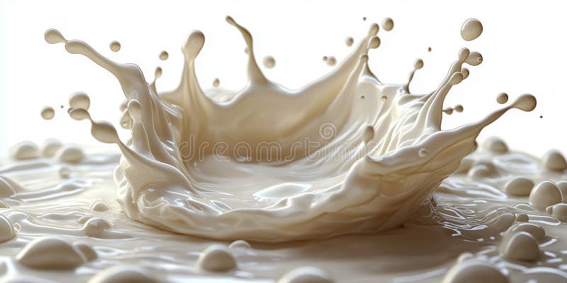 Cream Splash Isolated on White Background. Realistic 3d Rendering ...