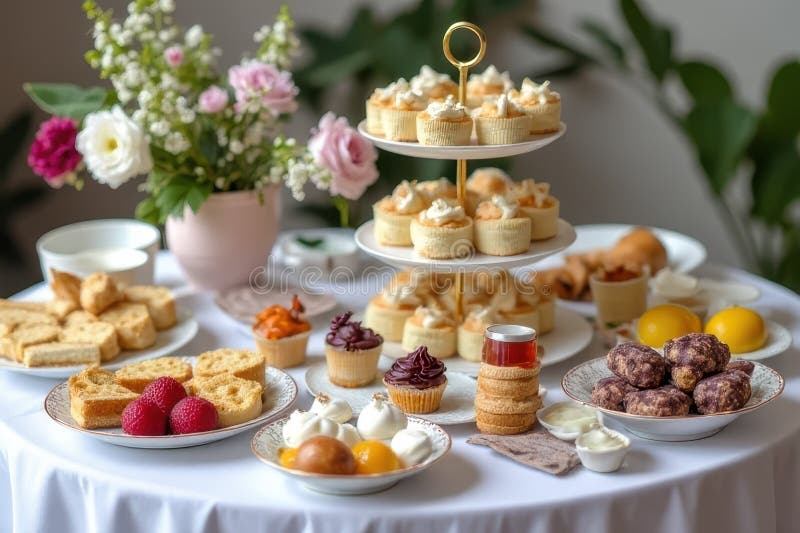 Cream Tea Spread Delight stock illustration. Illustration of fruit ...