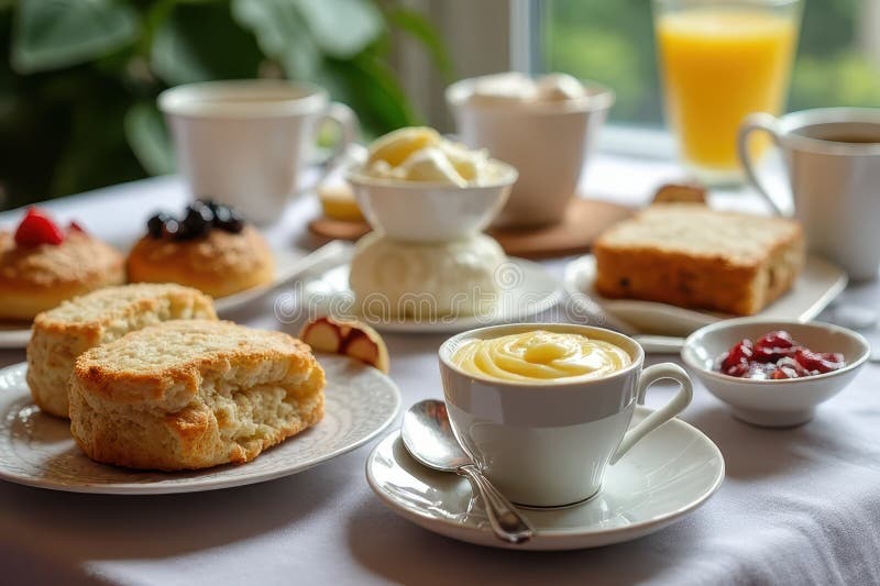 Cream Tea Spread Redefined stock illustration. Illustration of lemon ...