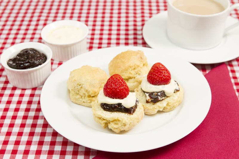 Cream tea stock photo. Image of enjoyable, strawberry - 75088638