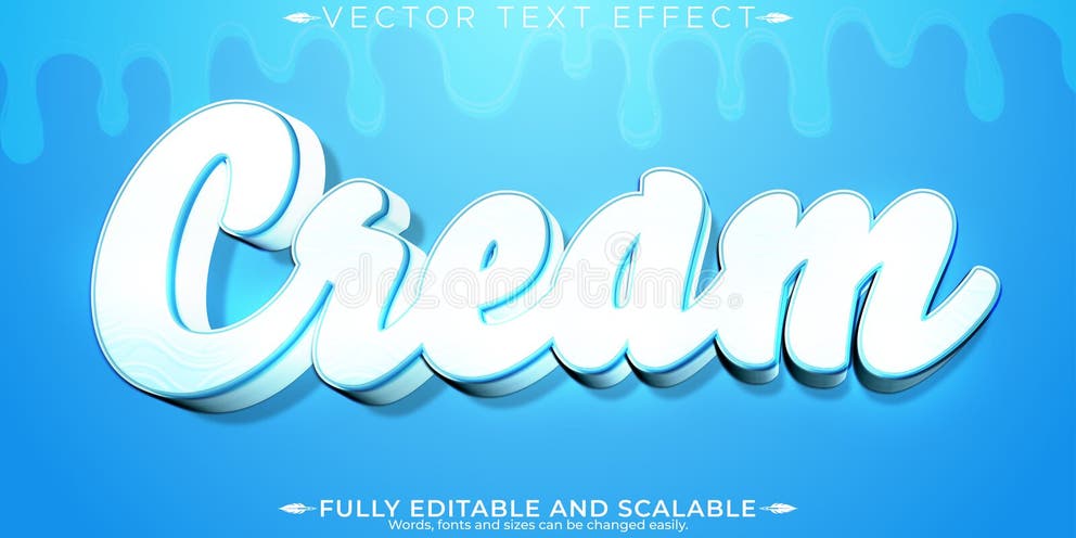 Cream Text Effect, Editable White and Dessert Text Style Stock Vector ...