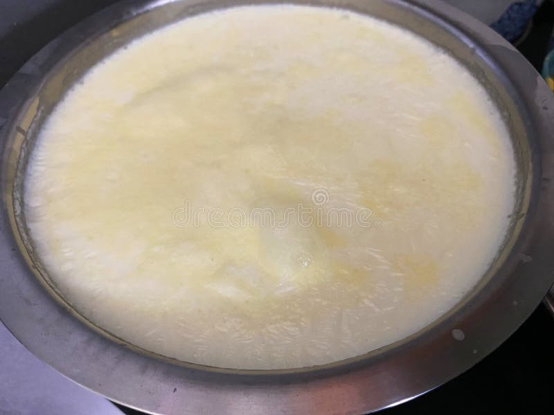 Cream is a Thick Liquid that is Produced from Milk. Stock Image - Image ...