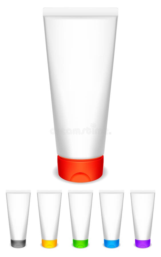 Cream Tubes with Color Caps. Stock Vector - Illustration of lotion ...