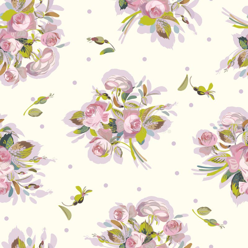 Cream Pattern with Rose Bouquet. Stock Vector - Illustration of brown ...