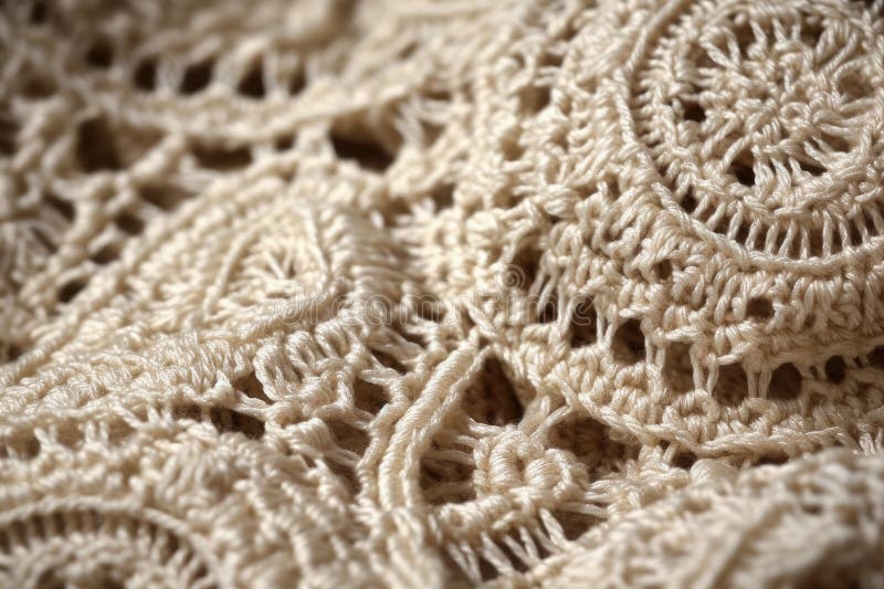 Creamcolored Crochet Fabric Texture. Generative AI Stock Illustration ...