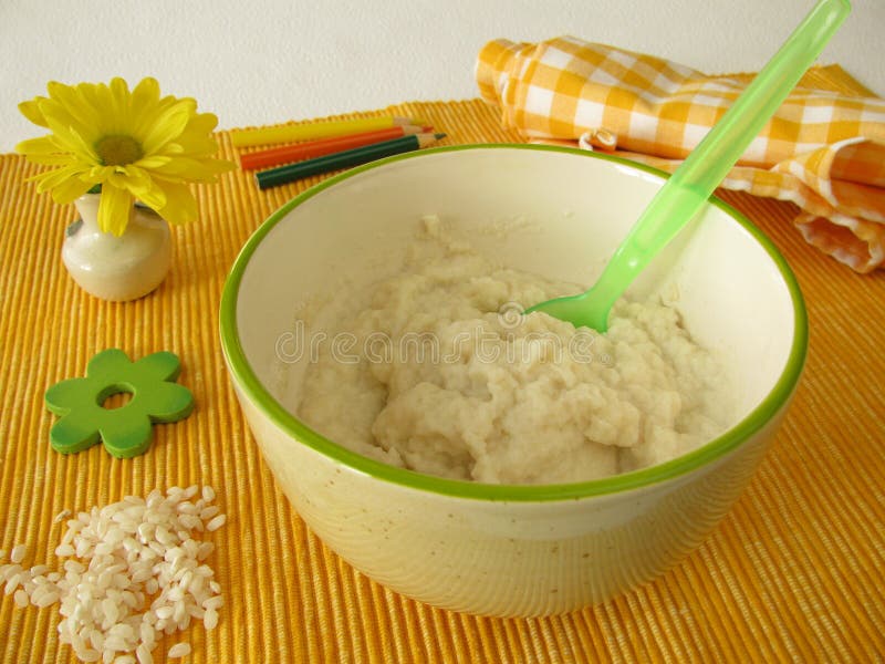 Creamed Rice for Small Children Stock Photo - Image of baby, children ...