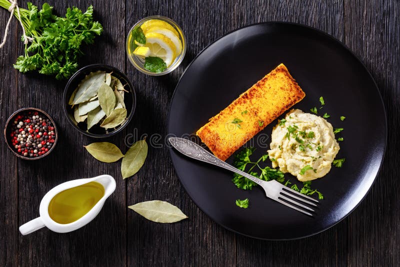 Creamed Salt Cod Fluffy Pate with Toasted Polenta Stock Image - Image ...