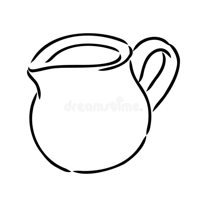 Creamer Jug Hand Drawn Vector Illustration Isolated on White Background ...