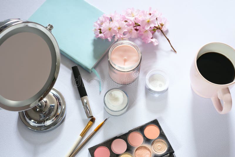 Creams and Various Cosmetics, Notepad for Notes. Stock Photo - Image of ...