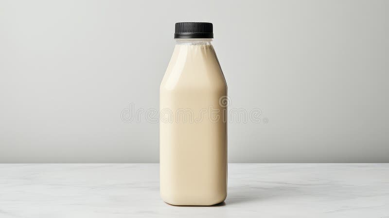 Creamy Beige Liquid in Clear Plastic Bottle Stock Image - Image of ...