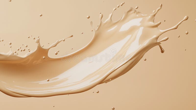 Creamy Beige Paint Splashes Dynamically Across a Neutral Background in ...