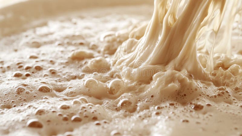 Creamy Beige Substance Mixing in Foamy Liquid Stock Illustration ...