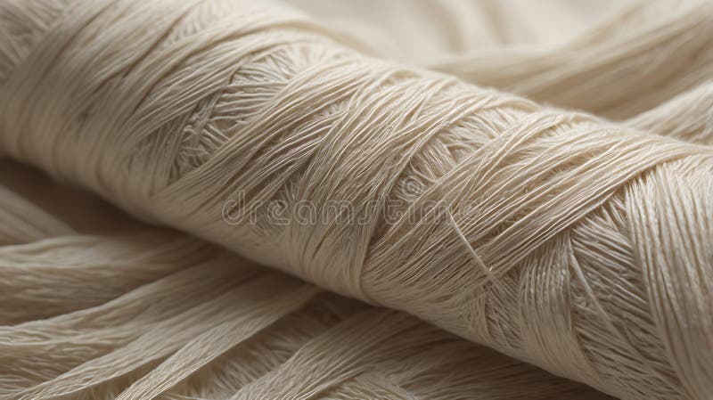 Creamy Beige Textured Yarn Rolled Close Up Stock Illustration ...