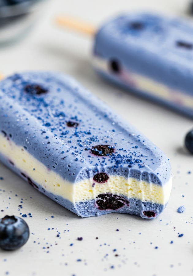 Creamy Blueberry Popsicle with Sprinkles on Light Background Stock ...