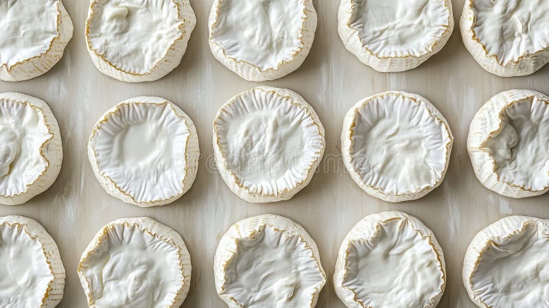 Creamy Brie Cheese Slices Arranged in Repeating Pattern on Light ...
