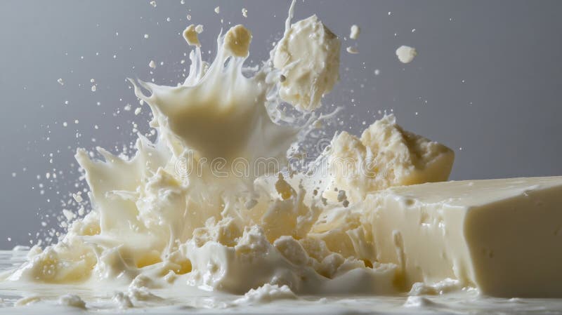 Creamy Butter and Milk Splash, White Background Stock Illustration ...