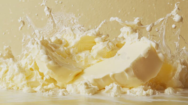Creamy Butter Splash: Close-Up of Yellow Dairy Texture Stock ...